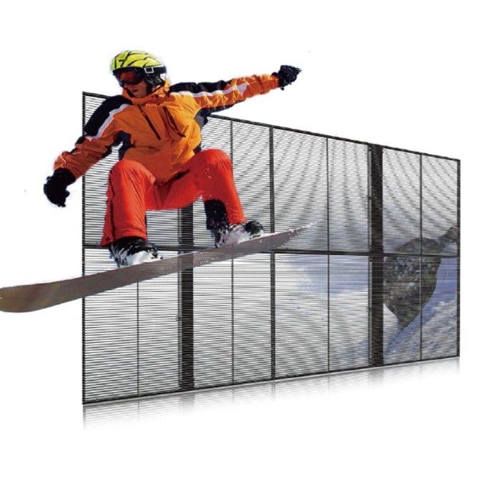 P3.9-7.8 Outdoor Transparent LED Display 5500 Nits IP65 1000×500mm Cabinet